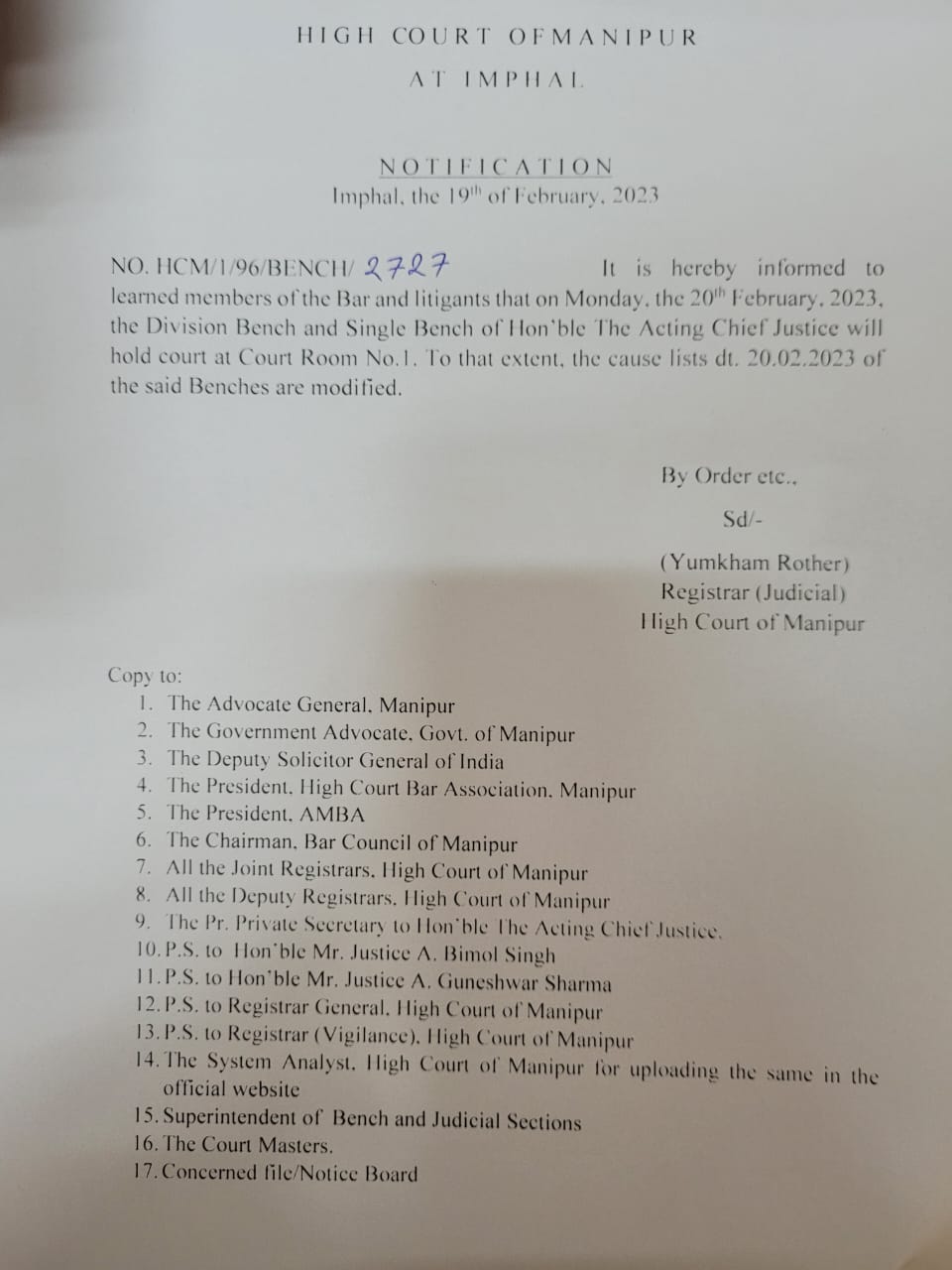 High Court of manipur at Imphal